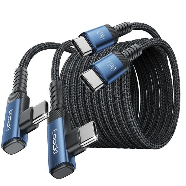toocki usb c ケーブル L字 2本セット PD/QC 60W/3A 急速充電 断線防止 ナイロン編み アンドロイド iPhone 17/iPhone 16/iPhone 15/Plus、MacBook Air/Pro、Galax...