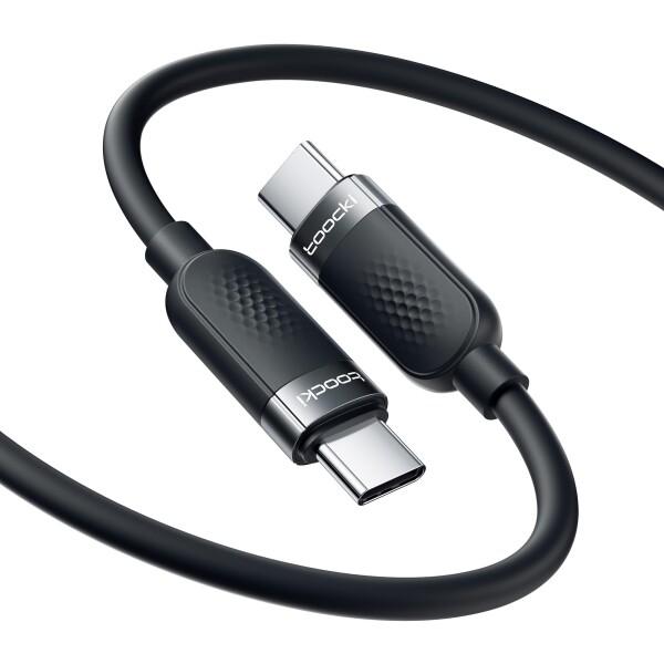 toocki USB C ケーブル 1M 60W シリコン素材 ブラック PD/QC 急速充電 タイプC 絡まない 断線防止 充電 結束バンド付き iPhone 17/iPhone 16/iPhone 15/Plus、MacBook Air...