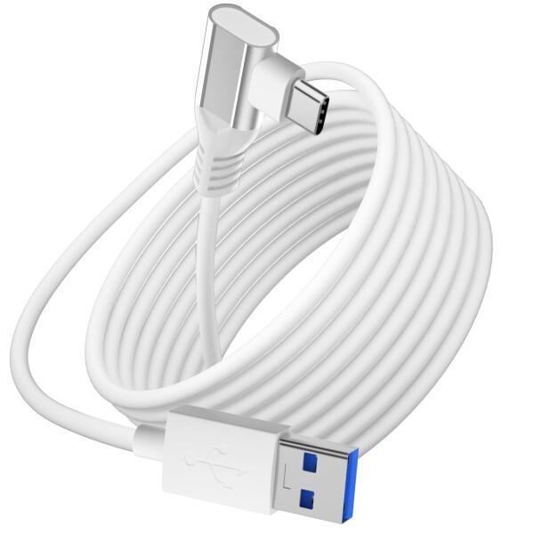 MACLE リンクケーブル 5M 対応Quest 3/2/1/Pro/Pico4 linkケーブル VRヘッドセット対応 L字型 USB-A &amp; Type C 5Gbps高速データ転送 対応Meta Quest3とPCの接続 メタク...