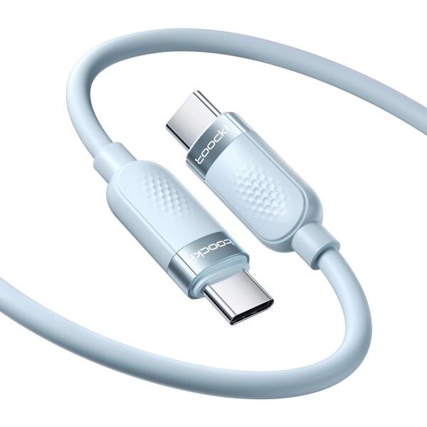 toocki USB C ケーブル 2M 60W シリコン素材 ブルー PD/QC 急速充電 タイプC 絡まない 断線防止 充電 結束バンド付き iPhone 17/iPhone 16/iPhone 15/Plus、MacBook Air/...