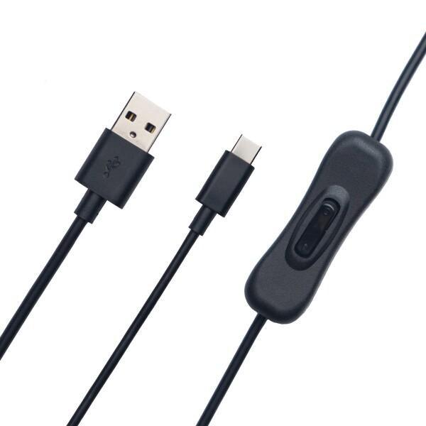 OBSBOT 電源ON/OFFスイッチ付き USB タイプCケーブル 1.5m USB Aオス/Type-Cオス データ転送用・給電用 USB2.0 シーソースイッチ ロッカースイッチ アクセサリー ブラック商品コード：4907819321...