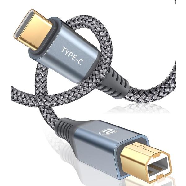 USB C プリンターケーブル 2m, Type C to Type B ケーブル プリンターケーブル ナイロン編み Laserjet Pro, OfficeJet Pro, Brother,Canonプリンター,Dymo LabelWri...