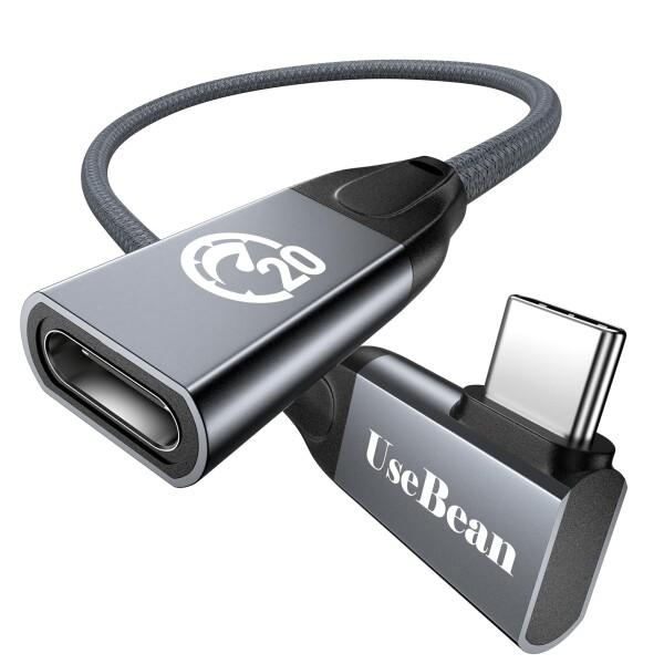UseBean USB Type-C 延長ケーブル 240W L字0.3M 短いUSB C 3.2オス-メス 高速データ転送 20Gbps 4K対応 映像出力 タイプc 延長コードMacBook Pro/Air、iPad、iPhone 16...