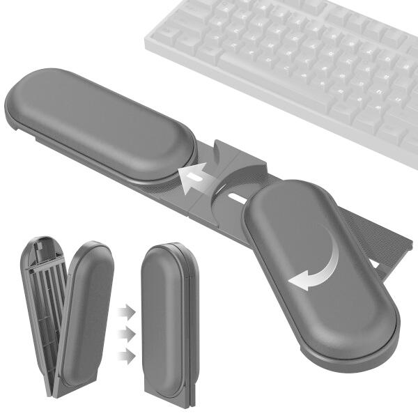 折りたたみ リストレスト パームレスト | ブラック | 低反発クッション| AboveTEK | 手首置き | キーボード マウス | ショート | ロング | 角度調整可能 | 人間工学デザイン | 疲労軽減 | ストレス解消 | 気軽...