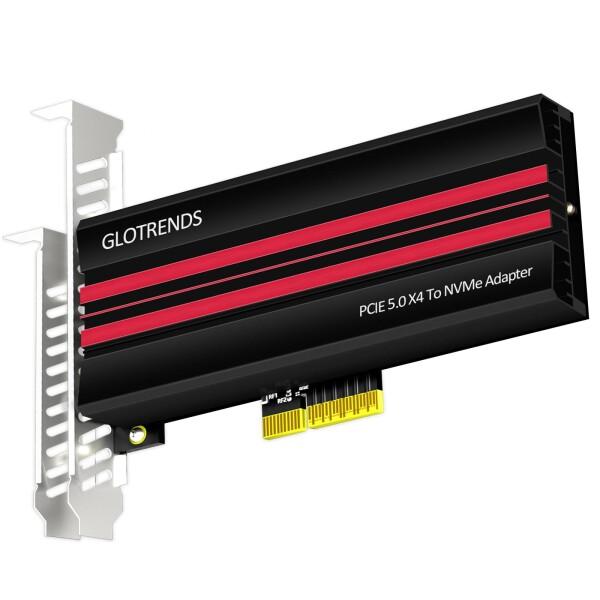 GLOTRENDS PA19 M.2 NVMe - PCIe 5.0 X4アダプタ、M.2 NVMe SSD用、大型アルミヒートシンクカバー、レギュラー/ロープロファイルブラケット商品コード：49078196942型番：PA19-JPM.2...