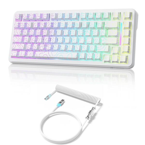 ATTACK SHARK X82PRO HE 三モード無線ゲーミングキーボード、8000Hzポーリング&amp;0.1ms低遅延を実現、75% ワイヤレス、ラピッドトリガー 、0.1ms最速応答で競技に優位さを、マグネティックキーボード、ホ...