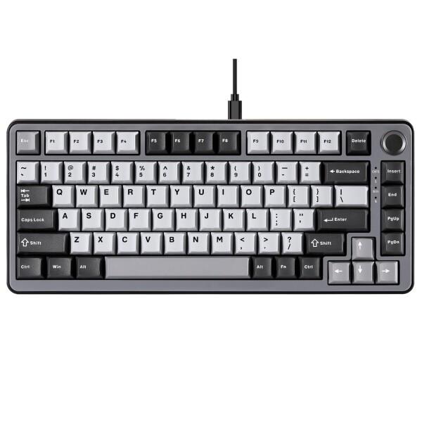 YUNZII RT75 ラピッドトリガー キーボード メカニカル TKL ゲーミング 磁気スイッチ RGB 有線 USB コンパクト 75%配列ノブ付きPBT キーキャップ 調節可能作動 (黒, Gateronシルキープロ)商品コード：49...