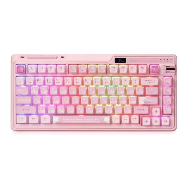 KZZI K75 PRO RGB 75% Wireless Gasket Mechanical Keyboard, Triple Mode Bluetooth 5.0/2.4G/USB-C 82 Keys Hot Swappable Gam...