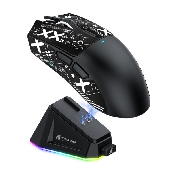 ATTACK SHARK X11 ゲーミングマウス ワイヤレス 無線 2.4g/Bluetooth/USB-C 63g超軽量 22000DPI 充電ドック付き グリップテープ付き 技適取得済み （ブラック）商品コード：49078198242...