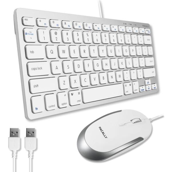 MACALLY mac キーボード USB A 有線 コンパクト サイズ US配列 mac Windows兼用 静音性 シザースイッチ（パンタグラフ) フルサイズ 78キー 在宅勤務 マウス付 テレワーク MacBook Pro/Air、i...