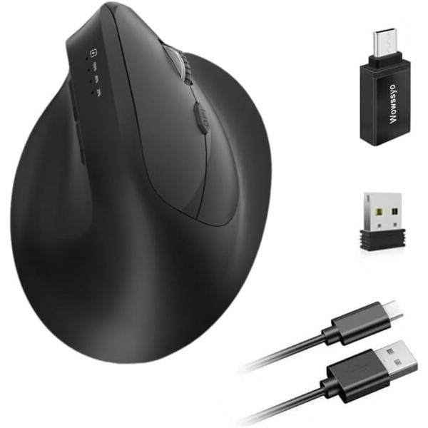 マウス 静音 bluet00th 3モード Bluet00th &amp; 2.4デュアル接続 &amp;ワイヤードマウス「戻る/進むボタン付き」1200/1600/2400/3200/6400/9600 DPI 6段階切 USB充電 人間...