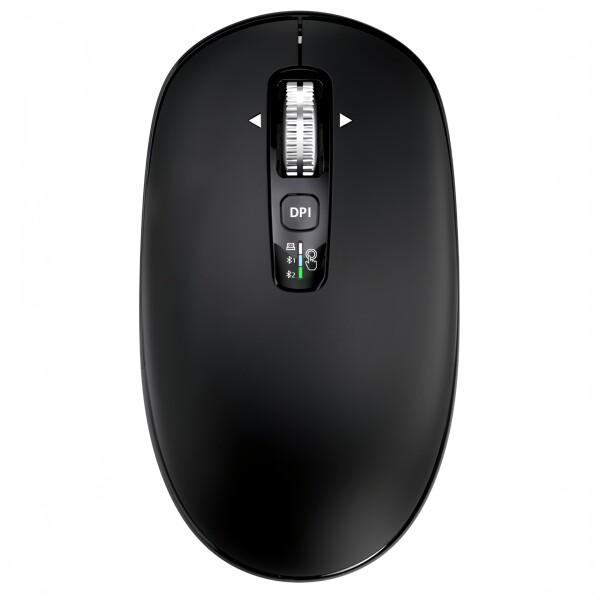 INFINMIND ワイヤレスマウス (Bluetooth*2＋2.4ＧUSB-A接続) 高速スクロール チルトホイール 4段階DPI クリック静音 単3電池付き デバイス3台 マルチOS対応 4方向金属製ホイール 両利き ブラック商品コー...