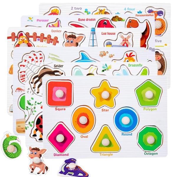 Bajoy モンテッソーリ玩具 1 2 3 4歳幼児早期開発 型はめパズル 6種類シリーズ はめこみ・形合わせ 指先トレ 数字・形・図形認識 英語認知 色彩感覚 集中力 観察力 仕分けスキルアップ 男の子 女の子知育玩具 誕生日 クリスマス...