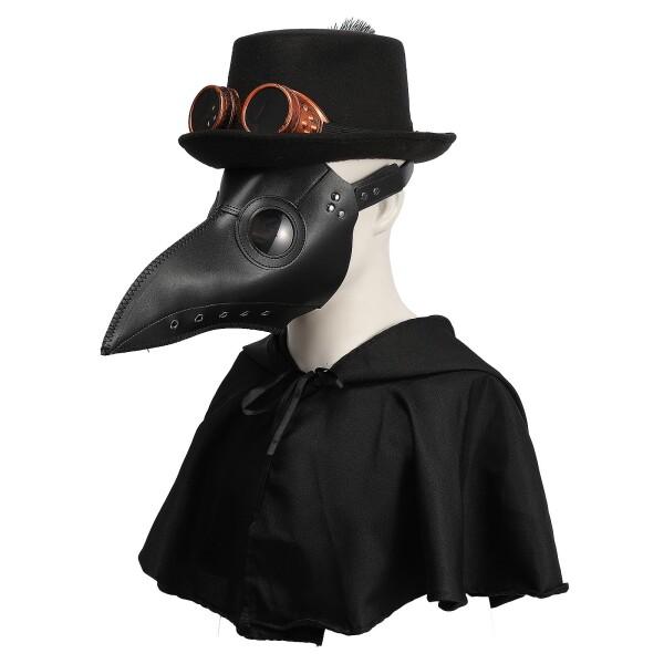 (Adranly) ペストマスク ロングノーズ ビーク 仮面 スチームパンク ゴシック コスプレ ハロウィン 変装 フェイスマスク 不気味 仮面舞踏会 ドレスアップ フリーサイズ PUレザー商品コード：49078747081カラー：バラック...