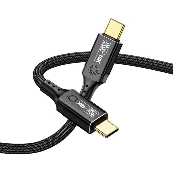 Leehitech 0.5M 120Gbps データ転送 Thunderbolt 5 ケーブル 240W急速充電 16K/60Hz映像出力 USB-C to USB-C ケーブル Thunderbolt 4/3 USB4 下位互換, iPh...