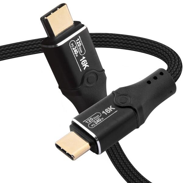 Leehitech 2M 120Gbps データ転送 Thunderbolt 5 ケーブル 240W急速充電 16K/60Hz映像出力 USB-C to USB-C ケーブル Thunderbolt 4/3 USB4 下位互換, iPhon...
