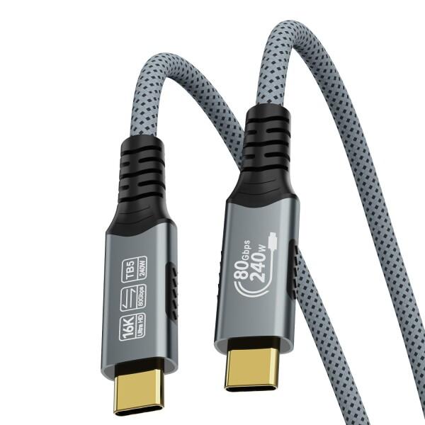 FDBRO USB C ケーブル (Thunderbolt 5対応) 80Gbpsデータ転送 240W急速充電 16K@60Hz映像出力 サンダーボルト 3/4対応 双方向 サンダーボルト 5 ケーブル MacBook、iPad Pro、e...