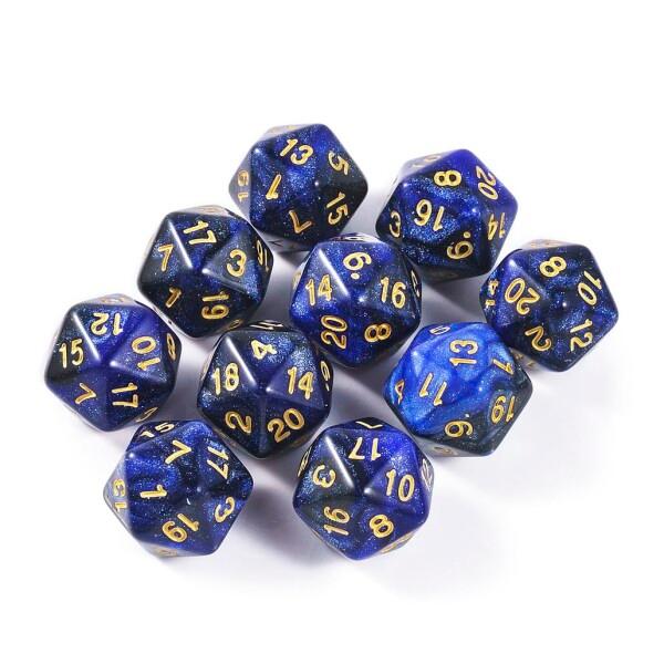 Yourandoll 10個 多面体ダイス D20サイコロ 20面ダイス 20mm Dungeons and Dragons DND TRPG MTGサイコロなどテーブルゲーム用 (ブラック ブルー 星空)商品コード：49078823121...