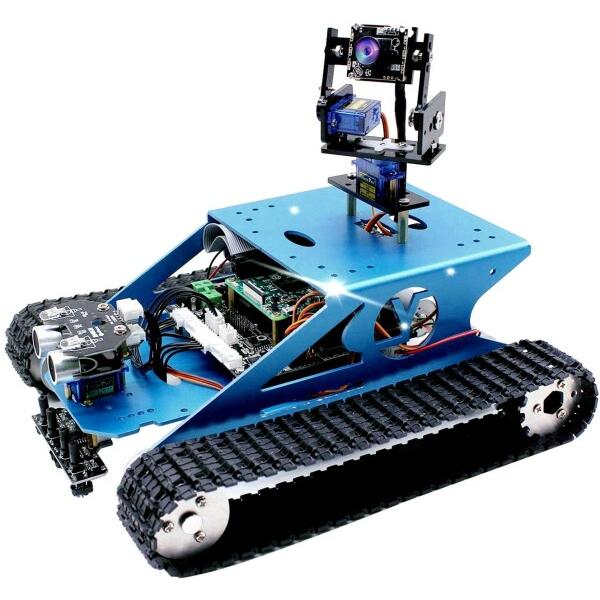 Yahboom Raspberry Pi ロボット プロ スターターキット カメラ付き プログラマブル AI エレクトロニクス DIY タンク ロボット キット ティーン 大人向け Pi 4B と互換性あり (without Raspber...