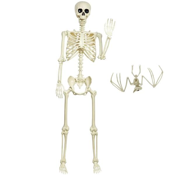 MARUNDA ハロウィン 骸骨 飾り 165cm等身大＋コウモリ2点セット 道具 家庭用 置物 吊り下げ 撮影用 ハロウィン装飾 リアル感強い ホラー モデル商品コード：49078843996型番：R-Fサイズ：コウモリセットカラー：ホワ...