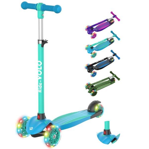 RideVOLO キックスクーター 子供向けキックボード 三輪車 3段階高さ調整 光るLEDタイヤ 耐荷重50kg アウトドアに適用 おもちゃ 安定 緑商品コード：49078845920型番：Flash-Hoverboard-for-Kid...