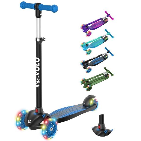 RideVOLO キックスクーター 子供向けキックボード キックスケーター 三輪車 三段階高さ調整 光るLEDタイヤ 耐荷重50kg アウトドアに適用 おもちゃ 安定 ブラック商品コード：49078845922型番：JPK01BLAカラー：...