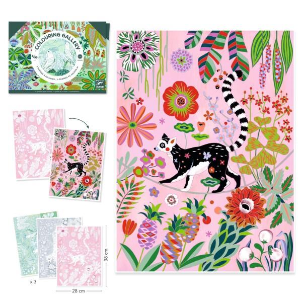 DJECO ジェコ カラーリングギャラリー ワイルドネス ぬり絵 セット 大人の塗り絵 花 植物 模様 動物 7歳 8歳 9歳 10歳 男の子 女の子 入学祝い 小学生 プレゼント ギフト おもちゃ 子供 キッズ 誕生日 おうち時間 (DJ...