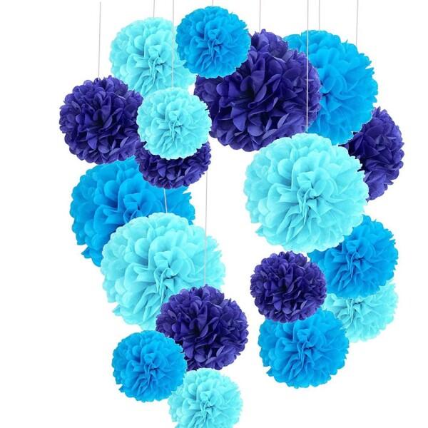 Yolrky ペーパーフラワー 紙花 ペーパーポンポン パーティー 飾り付け 結婚式 誕生日 祝い 記念日 お祭り デコレーション (ブルー)商品コード：49078846306型番：Yolrky-5232サイズ：20cm, 25cm, 30...