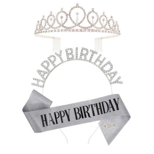 (alldeblue) 誕生日カチューシャ ティアラ たすきセット パーティーグッズ 女子会＆カップルに 可愛いヘアアクセサリー (ティアラ・カチューシャ・シルバー)商品コード：49078846722型番：2507-BTHKPサイズ：Mカラ...