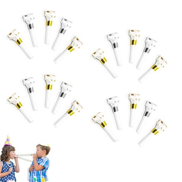 TVETE 吹き戻し ふきもどし ピロピロ笛  カラフル ホイッスル プラスチック 雰囲気作り 誕生日パーティー 子供 パーティー道具 応援ホイッスル 笛 吹戻し笛 (金と銀の印刷、背景色はランダム)商品コード：49078847638型番：...