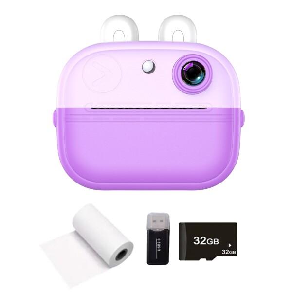 HXBEE キッズカメラインスタントプリント、キッズカメラ インスタントサーマルプリンター 2.0インチスクリーン フォトプリンター 48MPリアカメラ タイマー撮影 ビデオ録画対応 サーマルインクレス印刷 ホワイトプリント用紙1枚付き 幼...