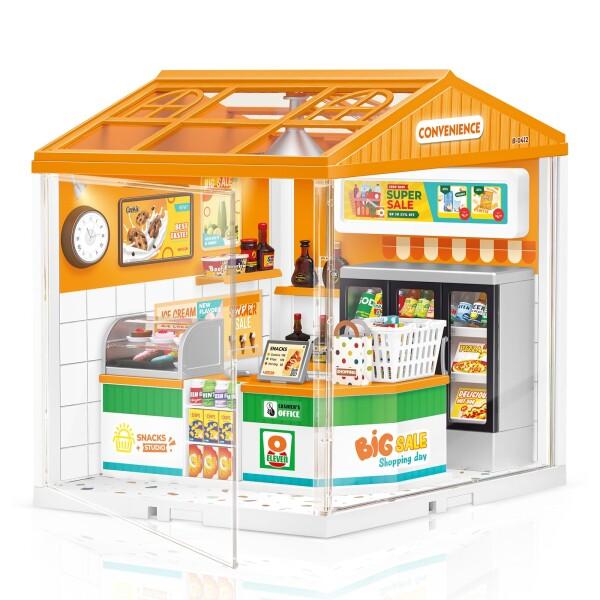 Hallisun DIYミニチュアハウスキット プラスチック ドールハウス 家具セット おもちゃ フィギュア 人形用ハウス USBライト機能搭載 防塵カバーと屋根付き 小さな家 3Dパズル プレゼント クラフト組立おもちゃ 子供8歳+ 大人...