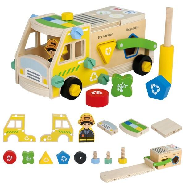 組み立て おもちゃ 消防車 大工 おもちゃ 木製 モンテッソーリ 木のおもちゃ 車 DIY ねじ 車 知育玩具 4 5 6 7 8 歳 男の子女の子 お誕生日 プレゼント ランキング 子供向け 小学生 ギフト クリスマスプレゼント (黄色い...