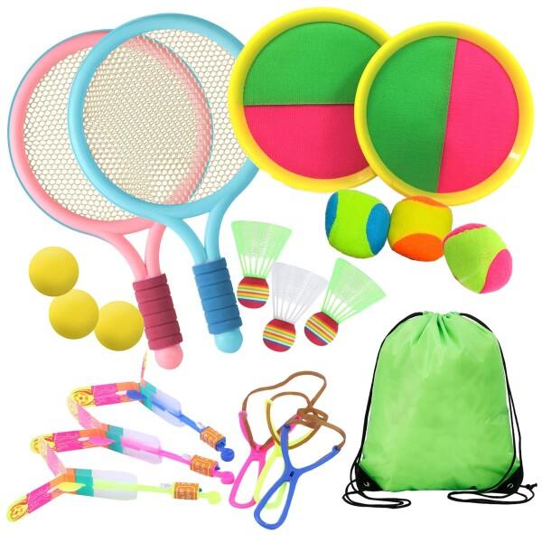 SALUDABLE バドミントン フライングボール キャッチ コプター 外遊び 公園遊びグッズ 収納商品コード：49078864066型番：A100【3種のゲームで遊び方無限大】バドミントン、テニス、マジックテープキャッチボールの3種類のゲ...