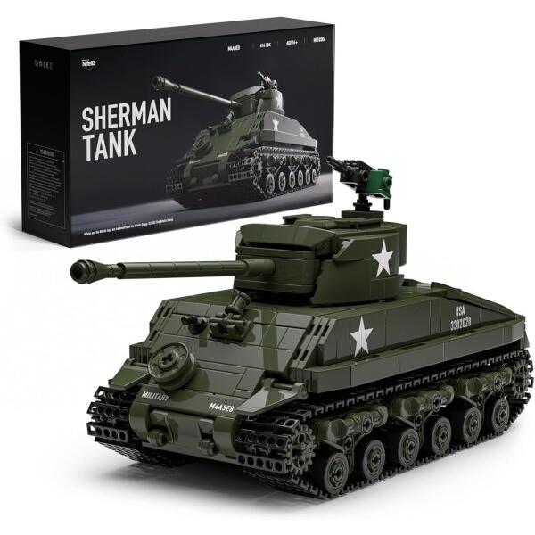 Nifeliz M4A3E8 戦車ブロックおもちゃ シャーマン戦車 大人向け組み立てブロック 軍事モデル ミリタリーオモチャ オフィス/自宅インテリア向け｜誕生日プレゼント（860 ピース、NF10313）商品コード：49078866484...