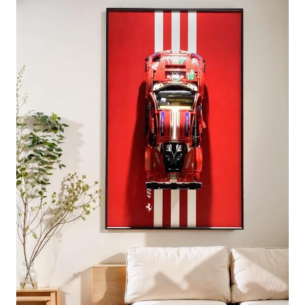 Sungvoolテクニック フェラーリ 488 GTE スーパースポーツ AF Corse51対応専用ディスプレイフレーム（レゴ型番 42125 対応）｜壁掛け式展示額縁 アルミ合金フレーム スペース節約｜レゴ互換 ブロック模型収納ケース｜...