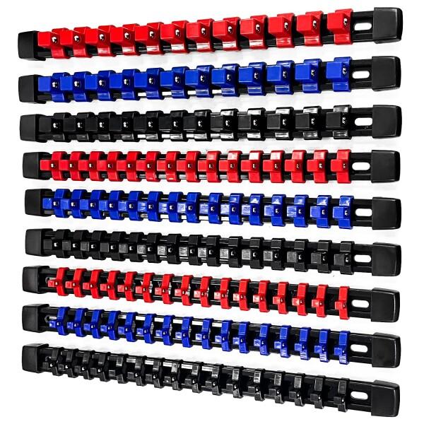 Socpuro ソケットホルダー 6.35mm/9.5mm/12.7mm ソケット 収納ホルダー ABS素材 大容量 ソケットオーガナイザー ワンタッチ 差し込み 収納 壁掛け 携帯便利 脱落防止 (9本セット)商品コード：49078921...