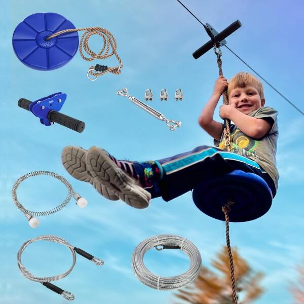 CTSC 庭で使えるジップライン組み立てセット 95フィート商品コード：49078923217型番：CTSC003サイズ：ワンサイズカラー：ブルー高品質 - 繰り返しテストを行った結果、亜鉛めっきスチールケーブル、このケーブル素材は強度があ...