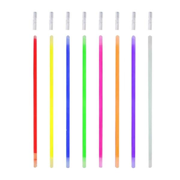 8色 使い捨て ケミカルライト 光るブレスレット 光る棒 蛍光スティック ペンライト 100本 細身 20cm 発光ネックレス 応援スティック 延長接続ジョイント3.3cm付き 結婚式 コンサート イベント用 夏祭り 学園祭 文化祭 花火大...