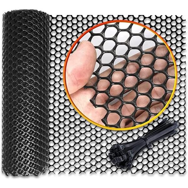 BOLSO 落下防止 プラスチック メッシュ ネット 犬 猫 脱走防止 転落防止 安全 網 ベランダ 防鳥 園芸 多目的 柵 フェンス 黒 (0.6cm穴 40cm×2m)商品コード：49078932129型番：FPN-5757サイズ：0....