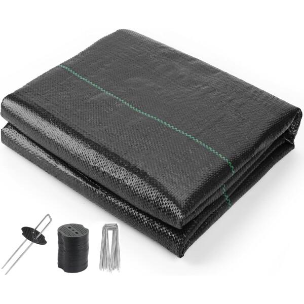 MUYYIKA 防草シート 除草シート ぼうそうシート 高透水性 高耐久性 高い遮光性 高密度 園芸用シート Uピン杭10本と黒丸10枚付き 園芸用 農業 工事用 庭 通路など雑草防止 (1x3m)商品コード：49078932552型番：J...