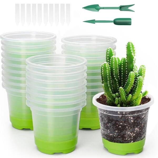 育苗ポット 24個セット 種子トレイ プランター 育成ポット 鉢 ソフトシリコンベース 新芽の移植が簡単 発芽育苗 セット 種まきハウス 野菜・花の育苗用 多肉植物 園芸用品 家庭菜園 通気性 再利用可能 丸型 (10CM-24個セット)商...