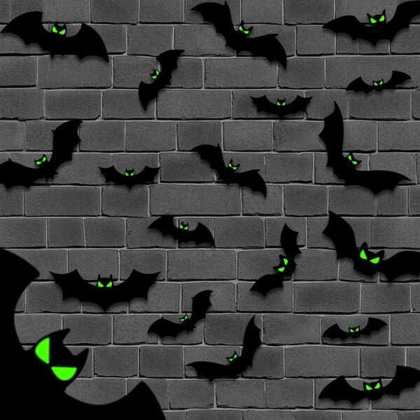 ハロウィン ウォールステッカー コウモリ 飾り 装飾 3D立体 紙製 壁に貼る オシャレ ハロウィーン デコレーション 部屋 店舗 窓ステッカー (48, 黒（夜光目シール付き）)商品コード：49078938124型番：HW124カラー：黒...