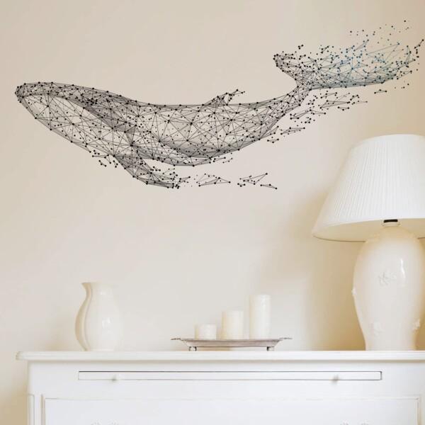 Condessacity ウォールステッカー 海 鯨 立体壁紙シール はがせる おしゃれ モノトーン 動物 ウォールすてっかー カフェ風 リビングルーム ベッドルーム ウォールペーパー 防水 wall sticker decoration商...