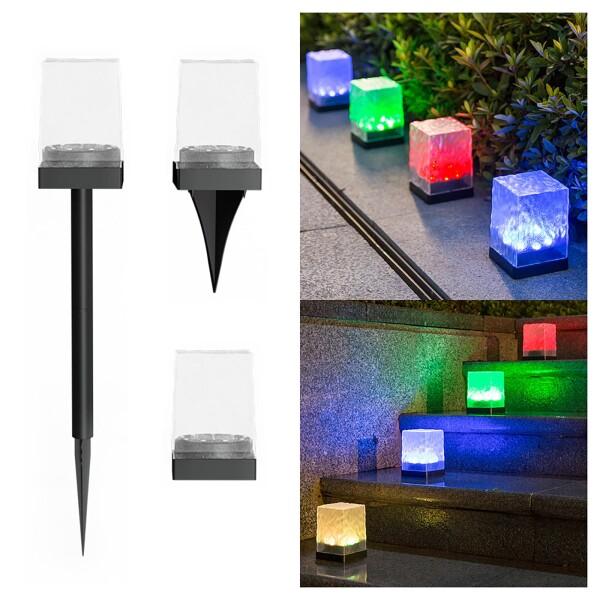 ソーラーライト 埋め込み式 ガーデンライト 屋外 ライト 自動点灯消灯 太陽光パネル充電 景観照明 設置簡単 アイスフラワー様式 庭/芝生/歩道/車道/玄関先/ガーデンに適しています 3つのインストール方法 (色とりどり、 ４個セット)商品...