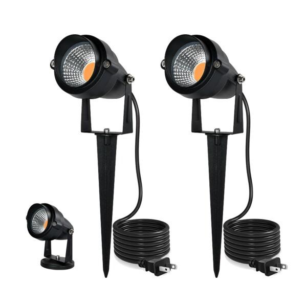 LED ガーデンライト 電球色 2700K 10W 防水 屋外用 1280ルーメ ン ガーデンスポット IP66防水庭園灯 上下左右に回転可能 芝生ライト 風景ライト、地中埋込型&amp;壁掛け式 二通り取り付け方法 5万時間の寿命、PSE...