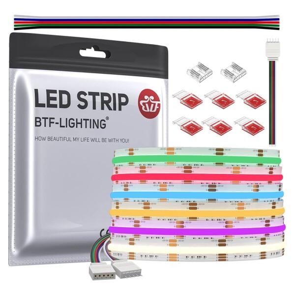 BTF-LIGHTING FCOB COB RGBW 5PIN RGB+昼光色 6000K 5M 896LEDs/m 幅12mm フレキシブル 高密度 LEDテープライト ストリップライト 調光調色 変形可能 切断可能 寝室 キッチンホーム...