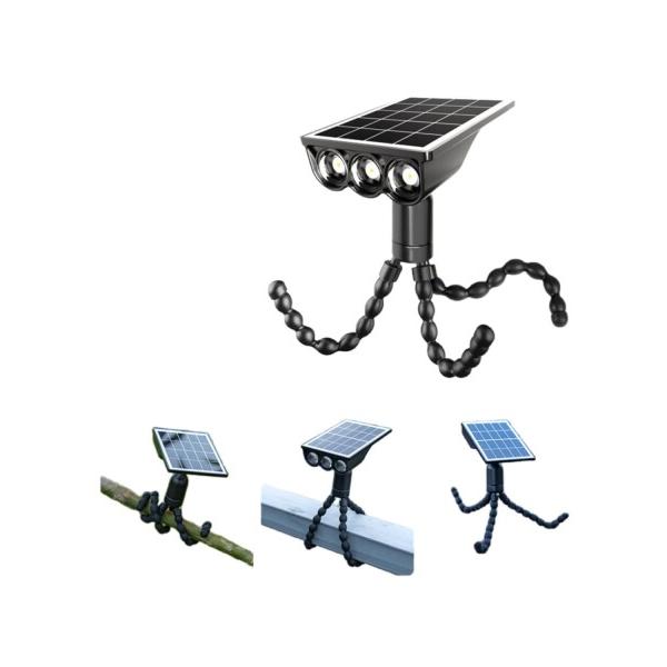 JINGJINGDA たこ型ソーラーライト ガラス単結晶シリコンパネル 防水IP55 簡単取り付け巻き付けデザイン 暖色光+白色光の2色調 庭園/キャンプ用装飾ライト 屋外省エネ照明商品コード：49078967432型番：001カラー：ブラ...