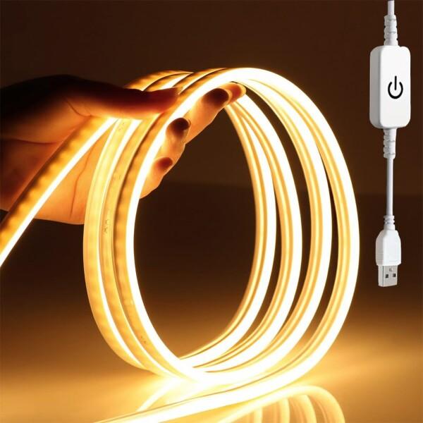 Honebear LEDテープライト バー USB キッチン 棚下 高輝度 2M 昼光色 電球色 間接照明 led 調光 室内 キャビネット 工事不要 貼付け式商品コード：49078967665型番：LEDTEPU-01サイズ：タッチ式型カ...