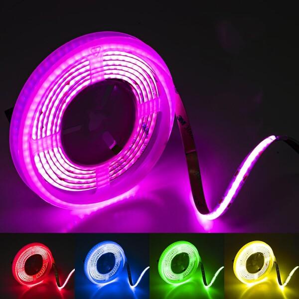 FCOB COB RGB LEDテープライト 576LEDs/m 1M 4PIN RGB DC5V 高密度 フレキシブル 幅8mm ストリップライト 調光調色 変形可能 切断可能 寝室 キッチンホーム 屋内装飾 非防水 コントローラーと電源...
